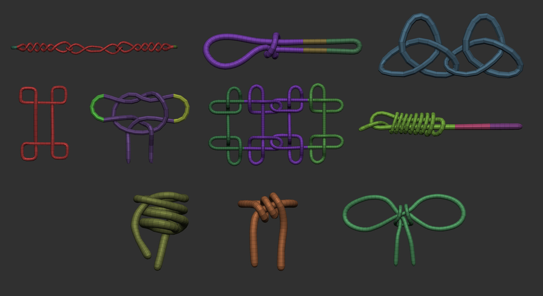 ArtStation - 20 Low poly braid, knot & nodes base mesh IMM curve + IMM ...
