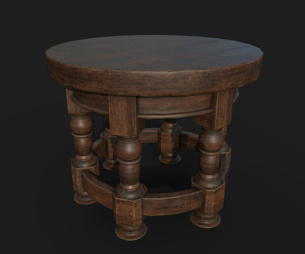 ArtStation - Wooden Round Table Game Ready | Game Assets