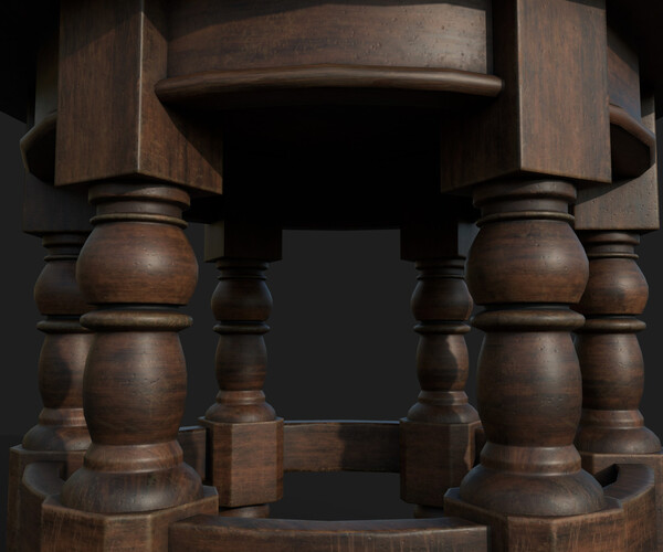 ArtStation - Wooden Round Table Game Ready | Game Assets