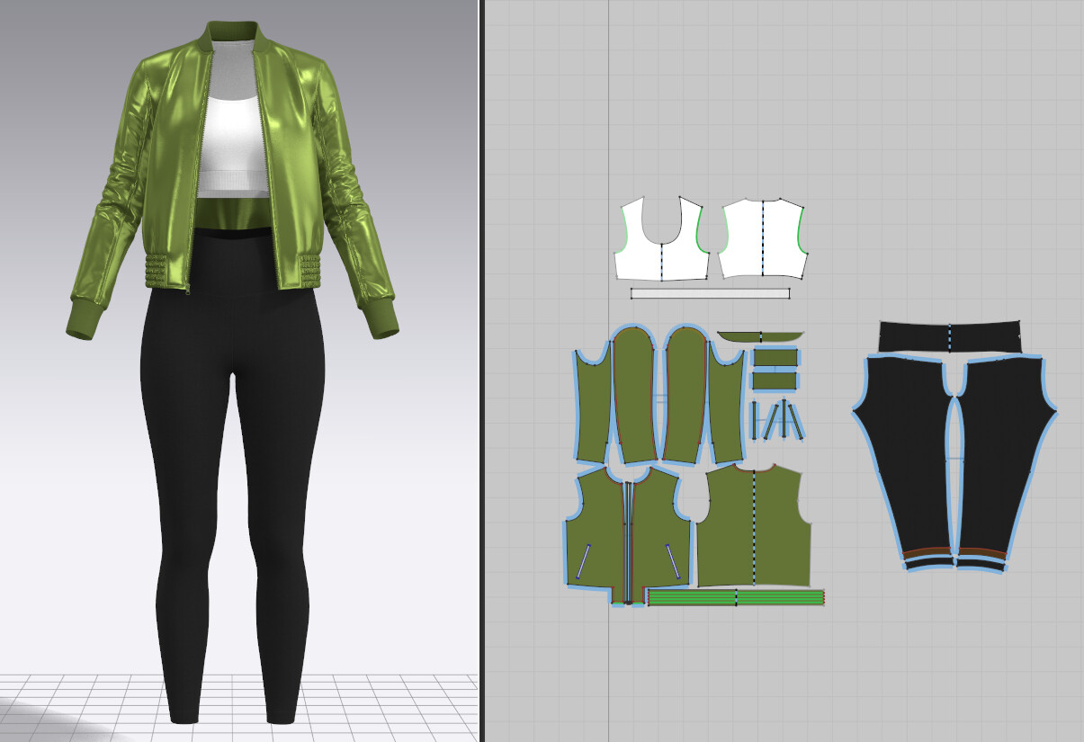 ArtStation - Women's Elasticated bomber jacket outfit 3D model | Resources