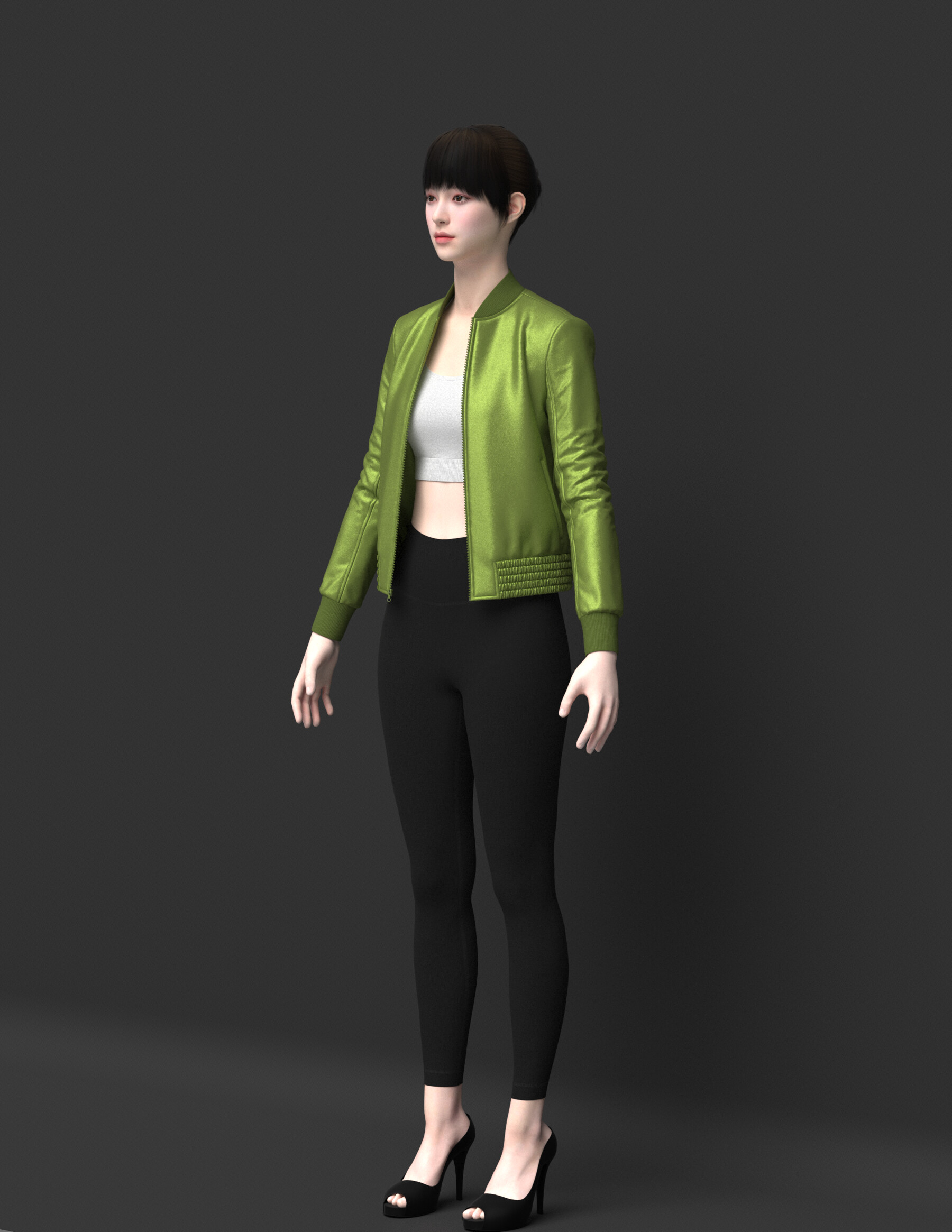 ArtStation - Women's Elasticated bomber jacket outfit 3D model | Resources