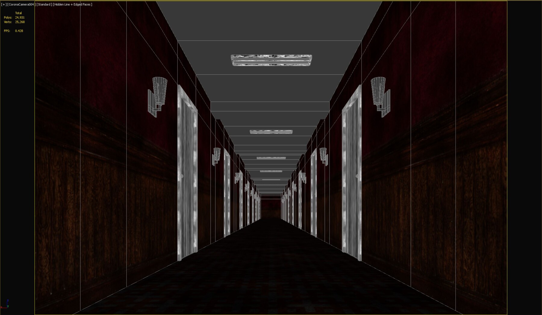 ArtStation - Low-poly old dark scary red corridor | Game Assets