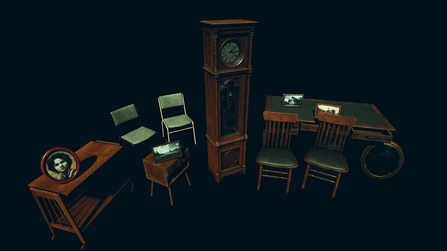 ArtStation - Functional Grandfather Clock and Furniture Pack | Game Assets