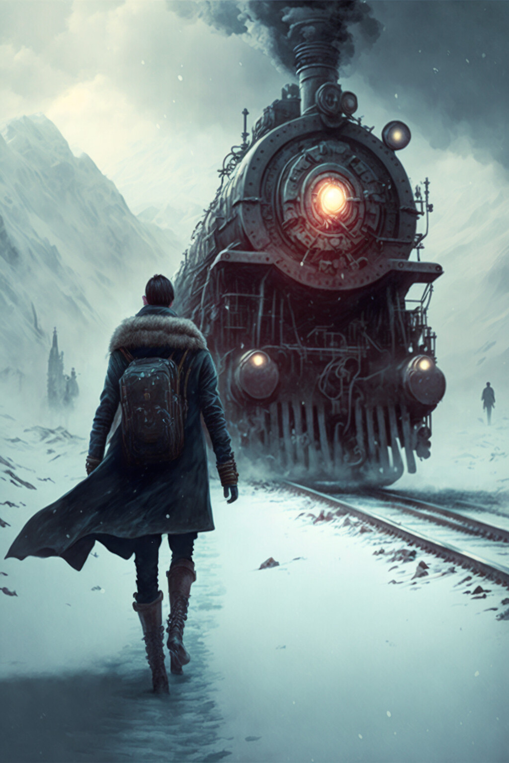 ArtStation - A man walking in a snow and a steampunk portal | Artworks