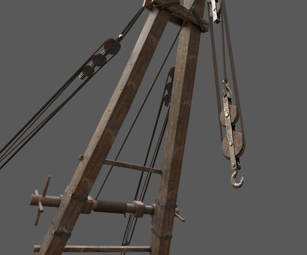 ArtStation - Ancient roman construction crane Pentaspastos | Game Assets