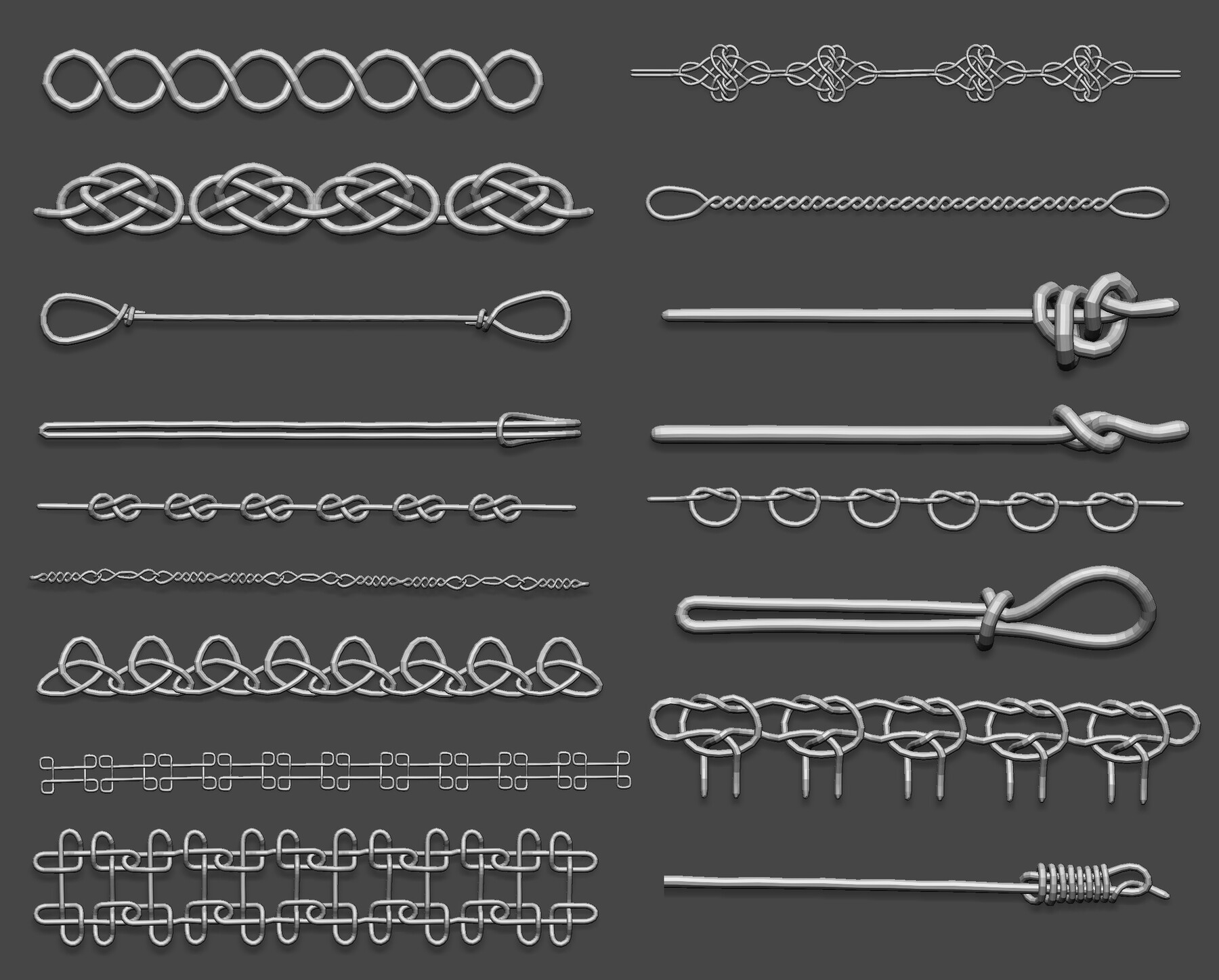 ArtStation - 20 Low poly braid, knot & nodes base mesh IMM curve + IMM ...