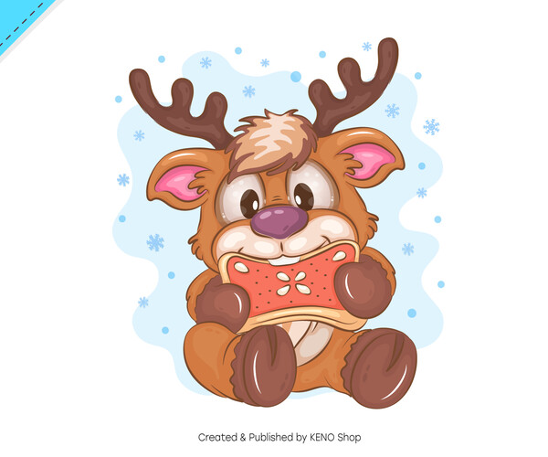 ArtStation - Cartoon Deer with Cookies. Clipart | Artworks