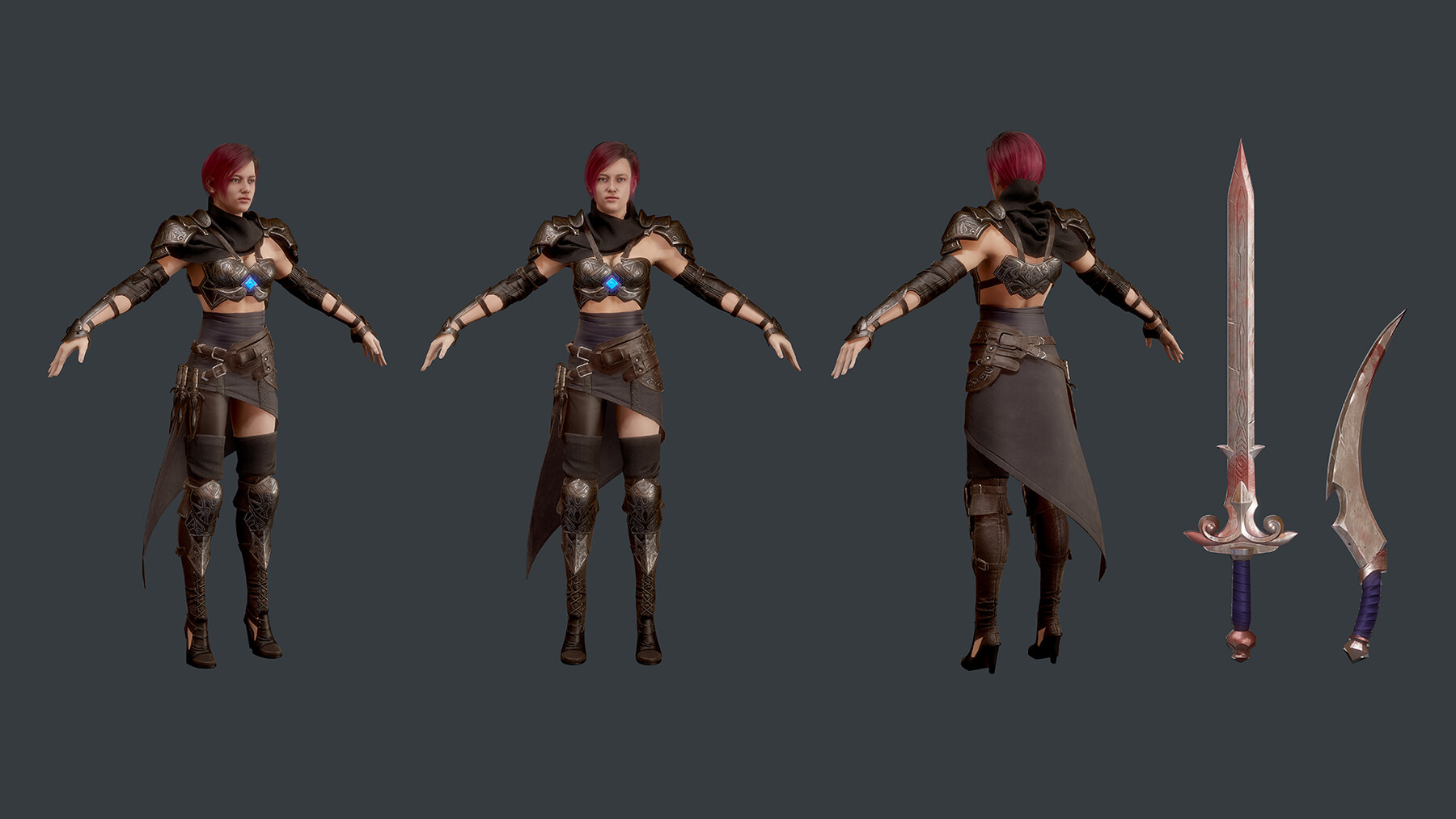 ArtStation - FREE! Unity + Unreal Female Warrior Assassin | Game Assets