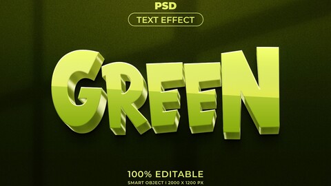 ArtStation - 3D Green PSD fully editable text effect. Layer style PSD ...