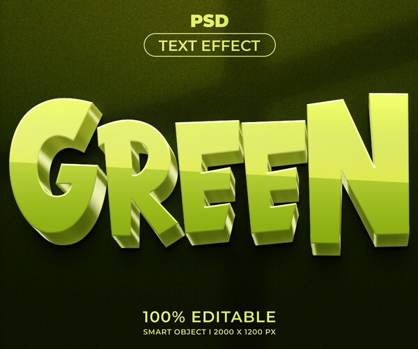 ArtStation - 3D Green PSD fully editable text effect. Layer style PSD ...