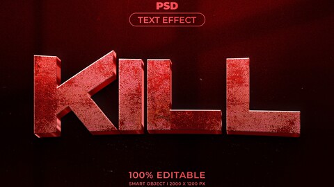 ArtStation - 3D Kill PSD fully editable text effect. Layer style PSD ...