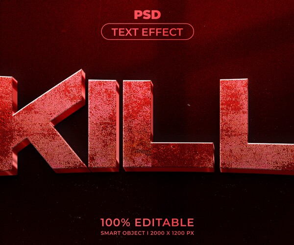 ArtStation - 3D Kill PSD fully editable text effect. Layer style PSD ...