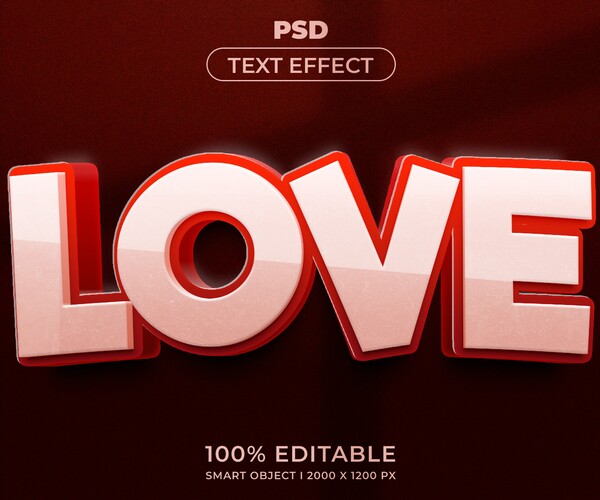 ArtStation - 3D Love PSD fully editable text effect. Layer style PSD ...