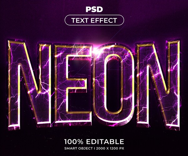 ArtStation - 3D Neon PSD fully editable text effect. Layer style PSD ...