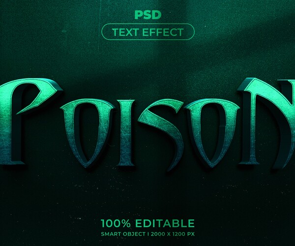 ArtStation - 3D Poison PSD fully editable text effect. Layer style PSD ...