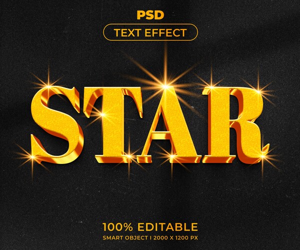 ArtStation - 3D Star PSD fully editable text effect. Layer style PSD ...