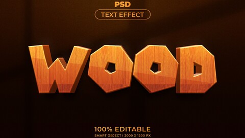 ArtStation - 3D Wood PSD fully editable text effect. Layer style PSD ...