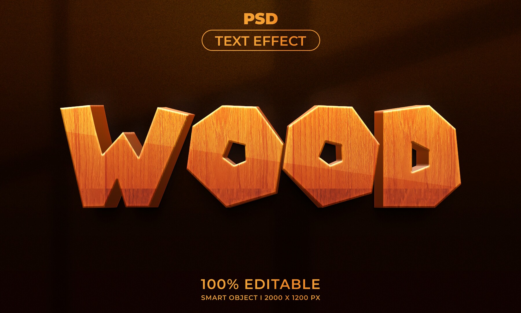 ArtStation - 3D Wood PSD fully editable text effect. Layer style PSD ...