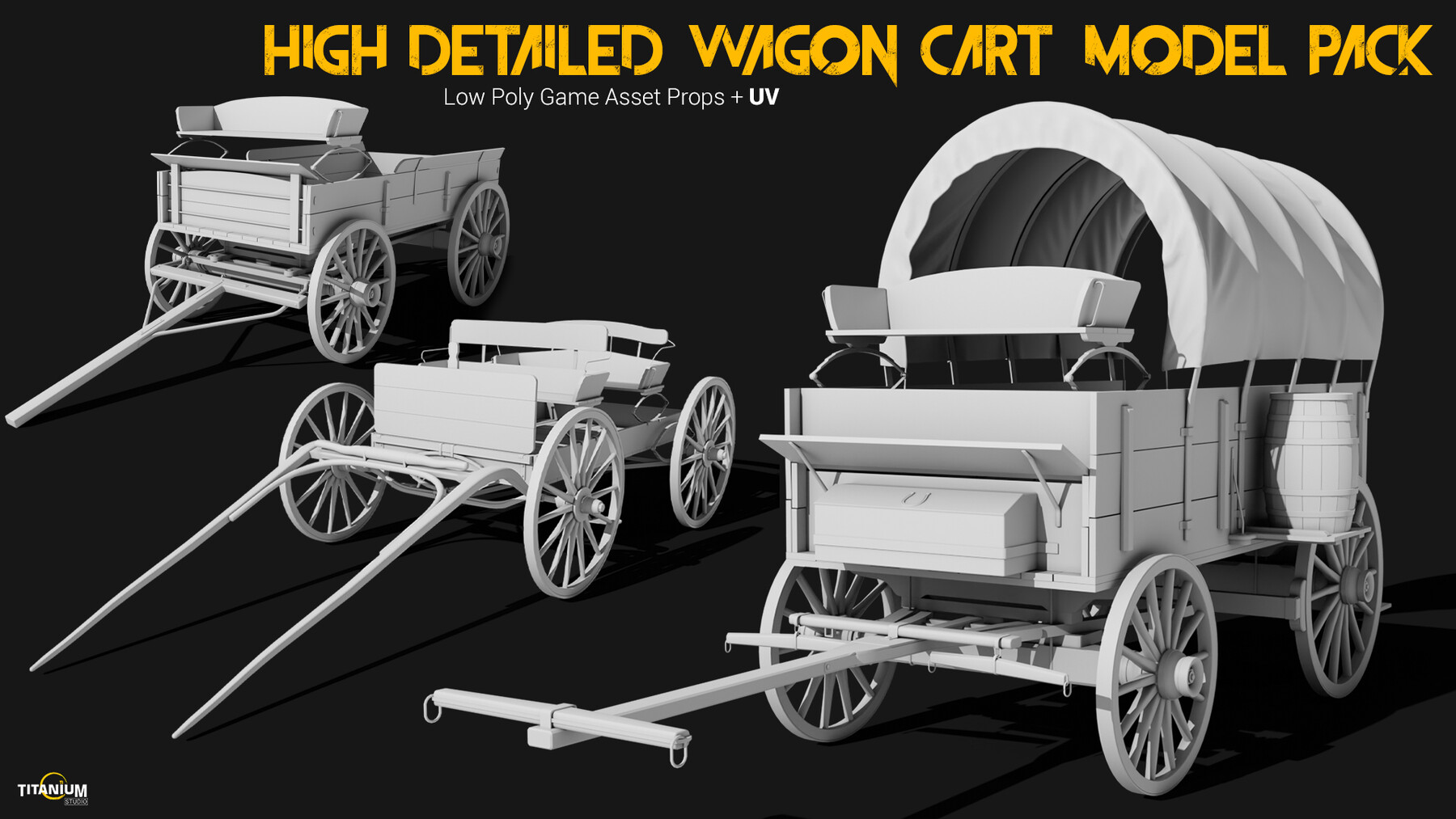 ArtStation - High Detailed Wagon Cart Model Pack | Game Assets