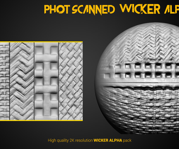 ArtStation - Photo Scaned Wicker Alpha Pack | 2K | Brushes