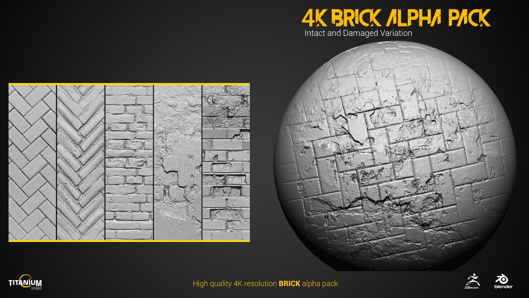 ArtStation - Brick Alpha Pack | 4K | Brushes