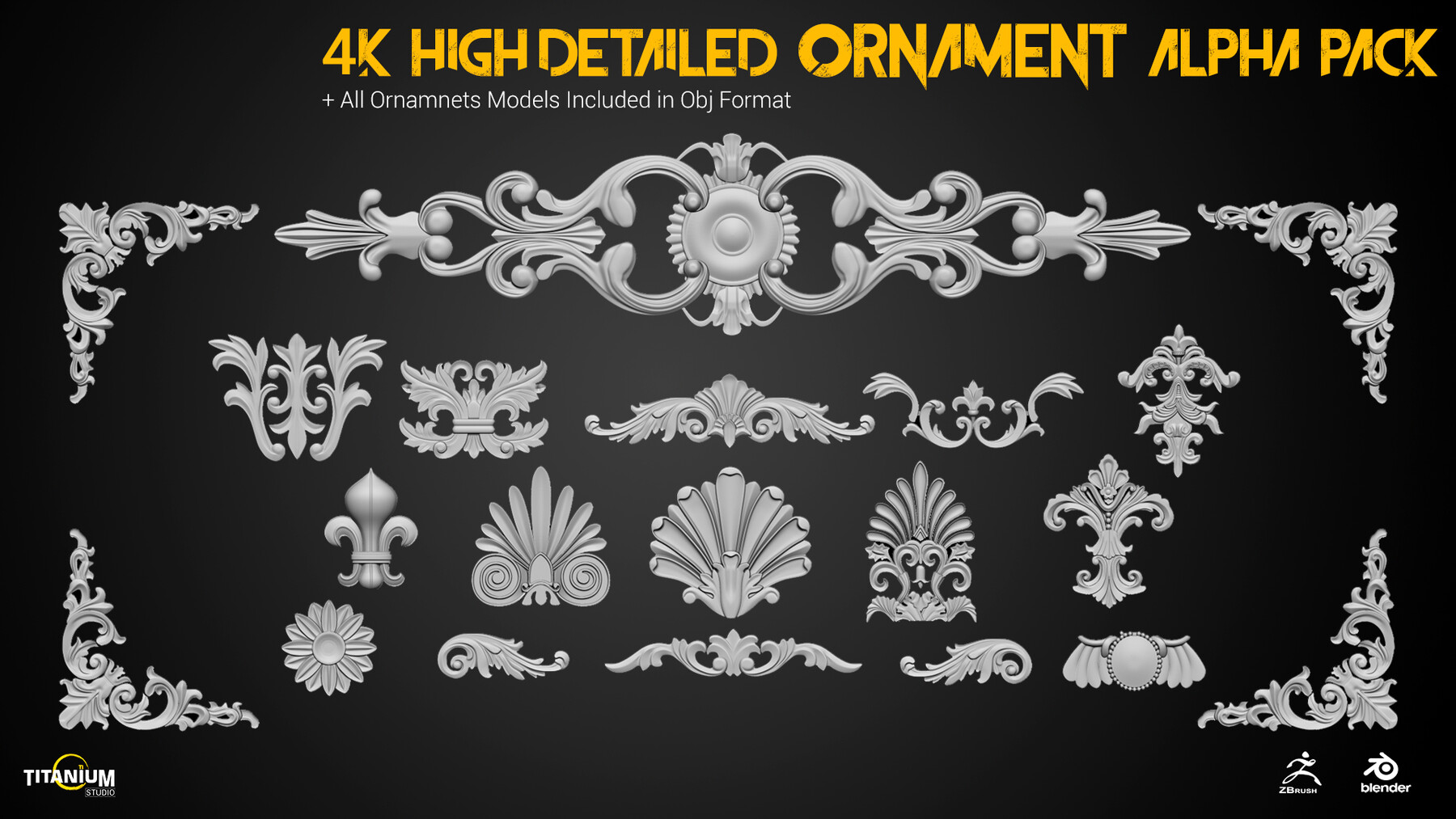 ArtStation - High Detailed Ornament Elements Alpha Pack + 3D Models ...