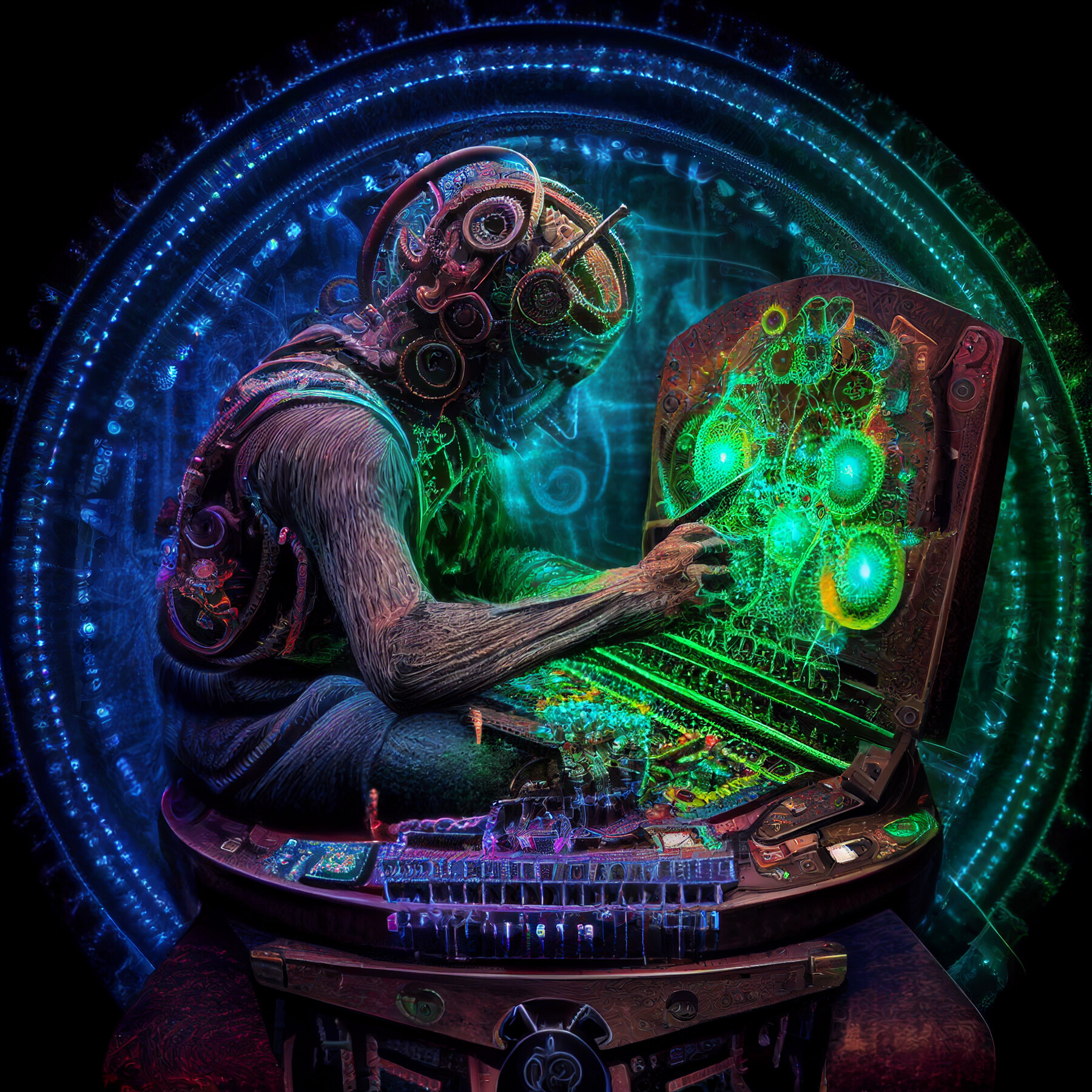 ArtStation - DMT Fractal Machine Elf Operating The Machine Of Life ...