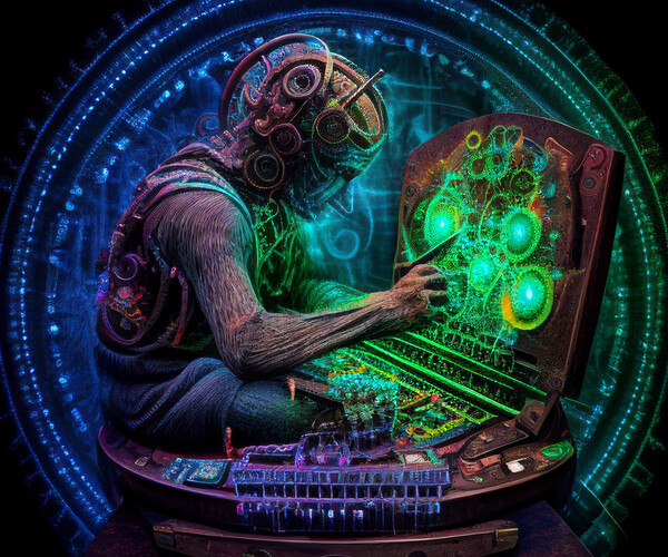 ArtStation - DMT Fractal Machine Elf Operating The Machine Of Life ...