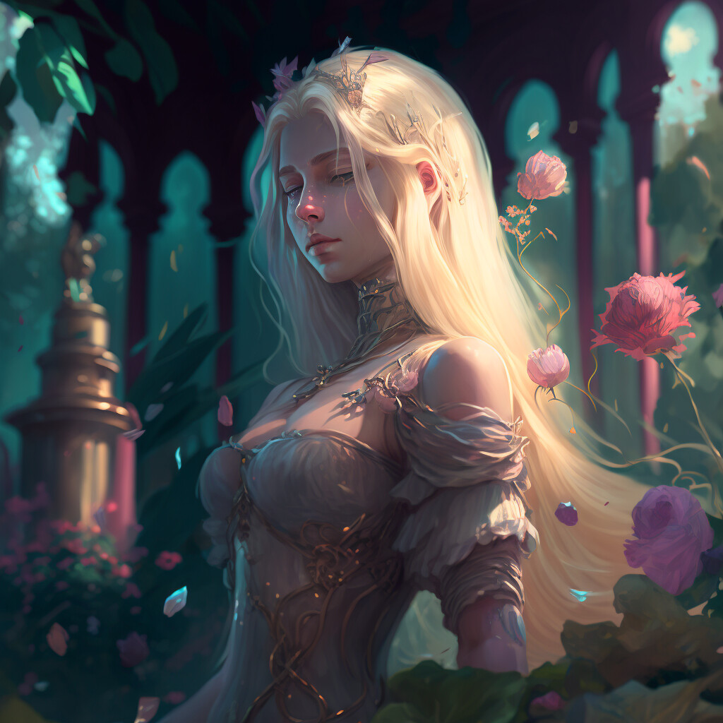 ArtStation - Blonde Beauty with Pink Roses 6 | Artworks