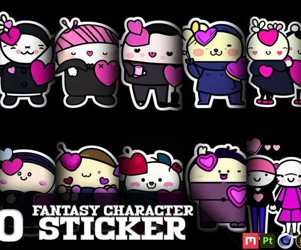 ArtStation - 800 Fantasy Character Sticker | Artworks