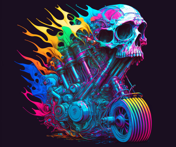 ArtStation - Colorful motorcycle skull | Artworks