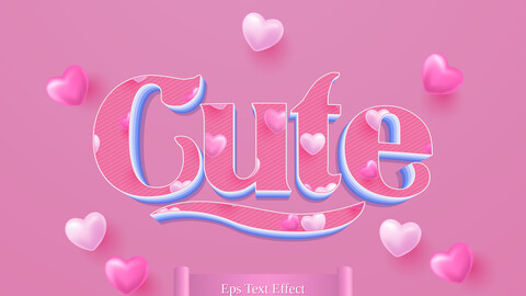 ArtStation - Cute Text Effects, EPS Template File | Artworks