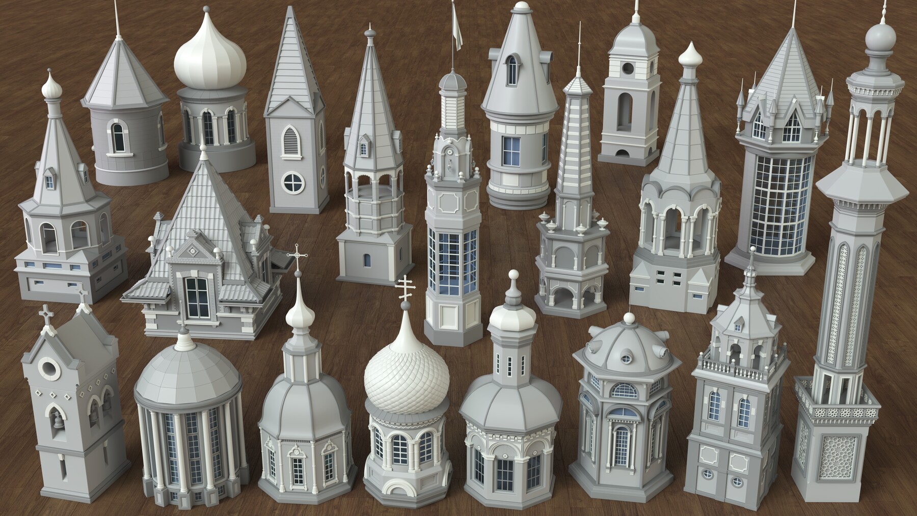 ArtStation - Building Towers Collection 1 - 20 pieces | Game Assets