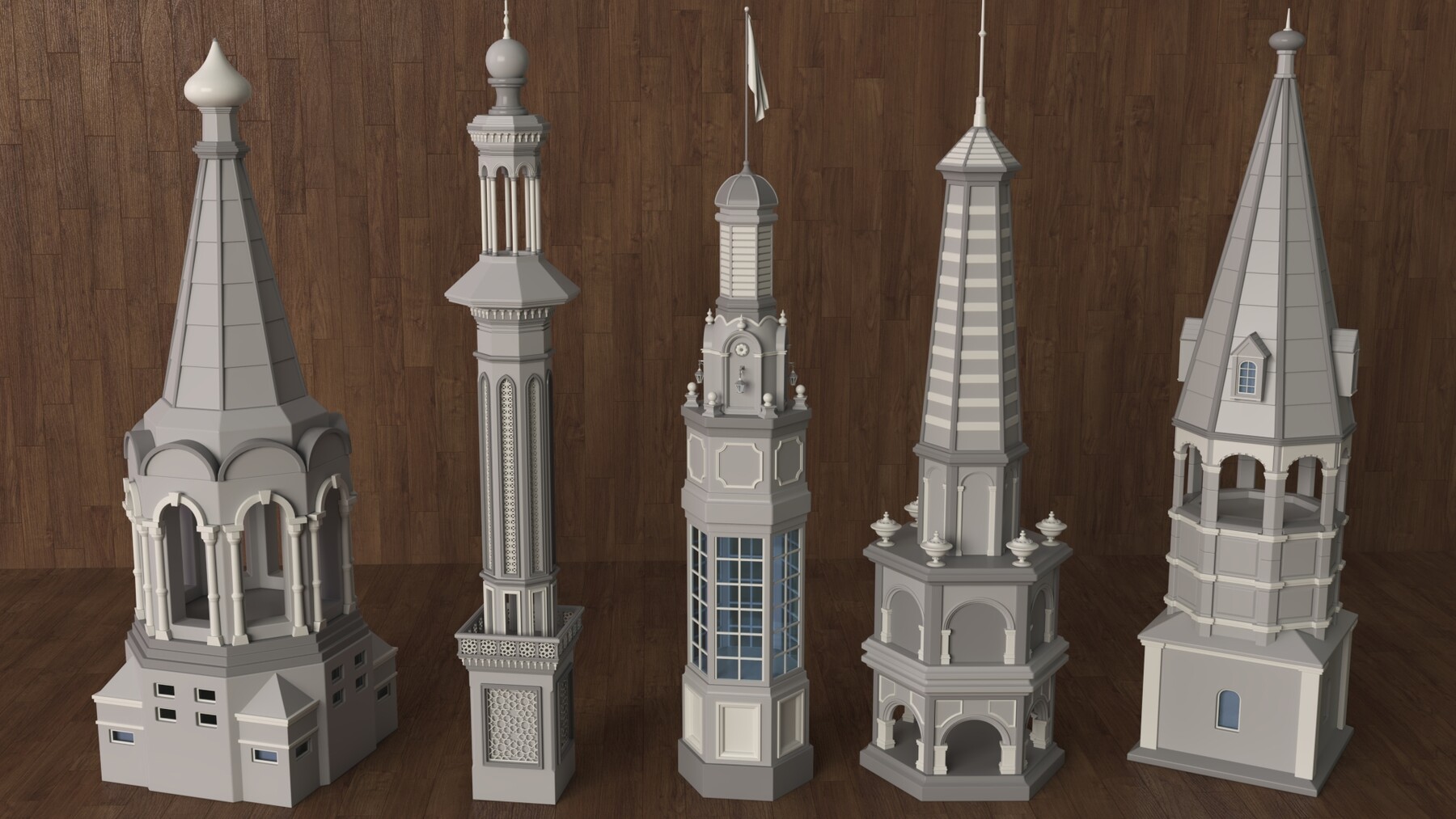 ArtStation - Building Towers Collection 1 - 20 pieces | Game Assets