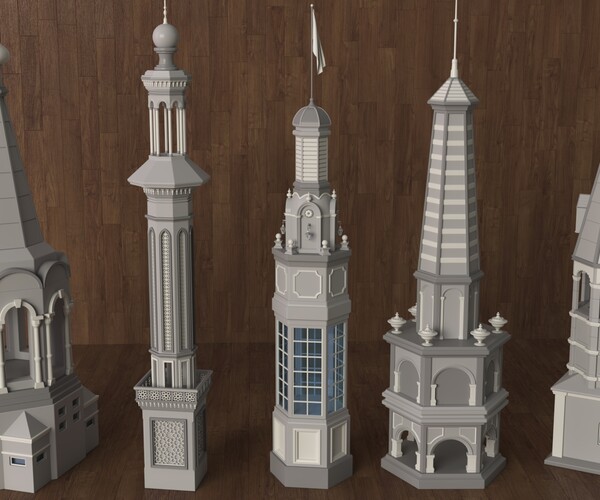ArtStation - Building Towers Collection 1 - 20 pieces | Game Assets