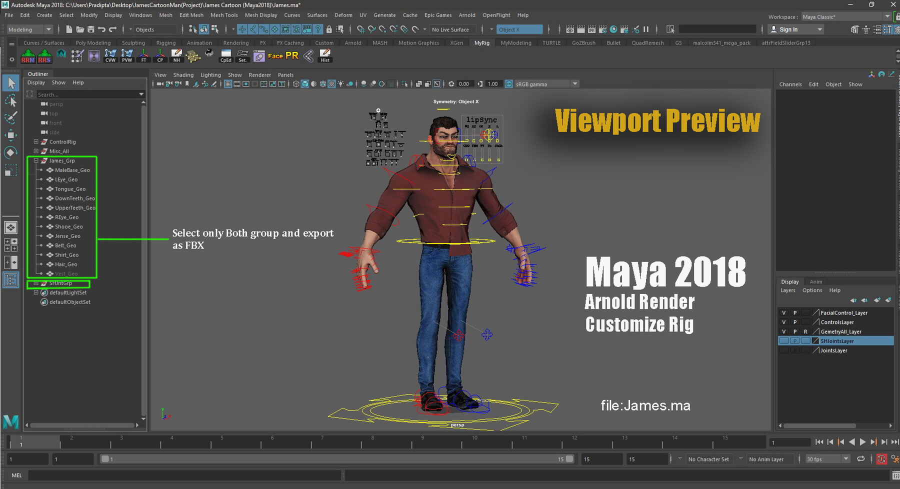 ArtStation - James Cartoon Man (Rig) | Game Assets