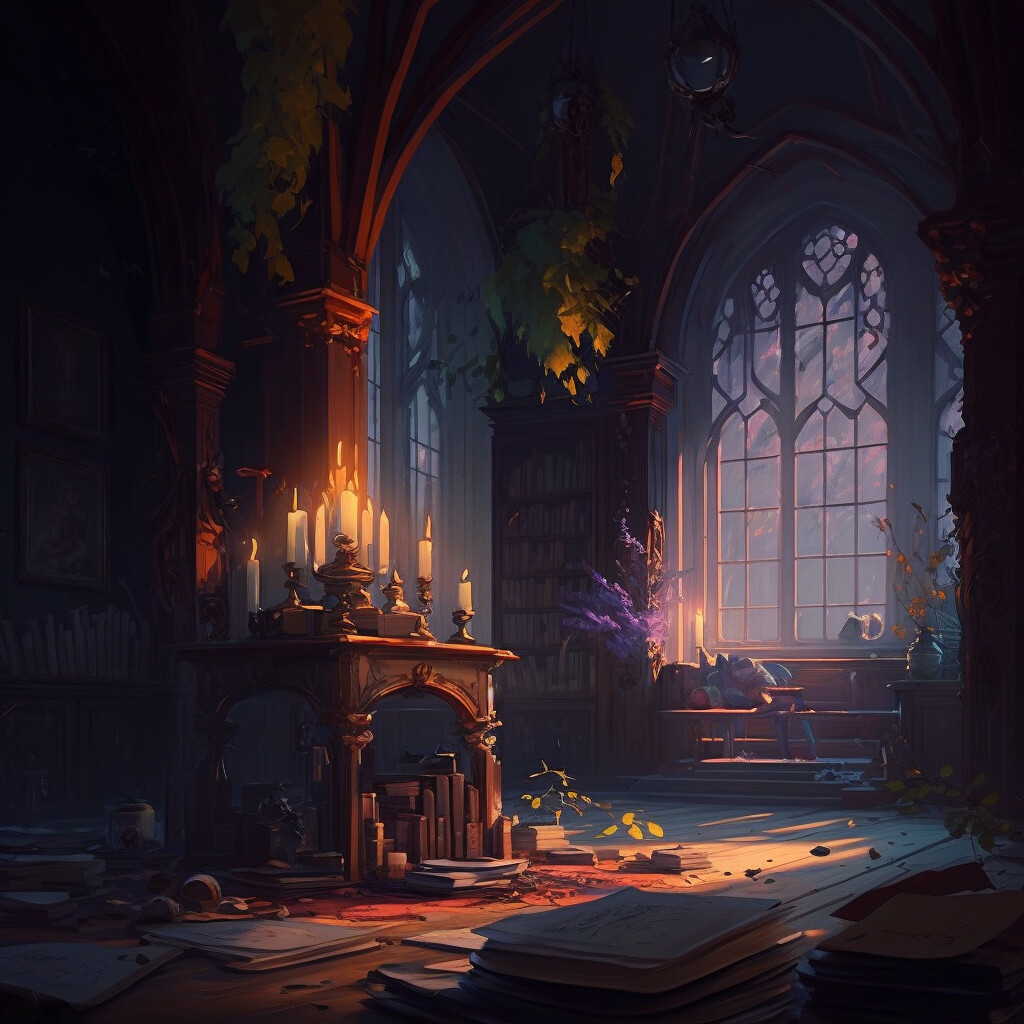 ArtStation - Castle Library: A Window to the World Amidst the Books 1 ...