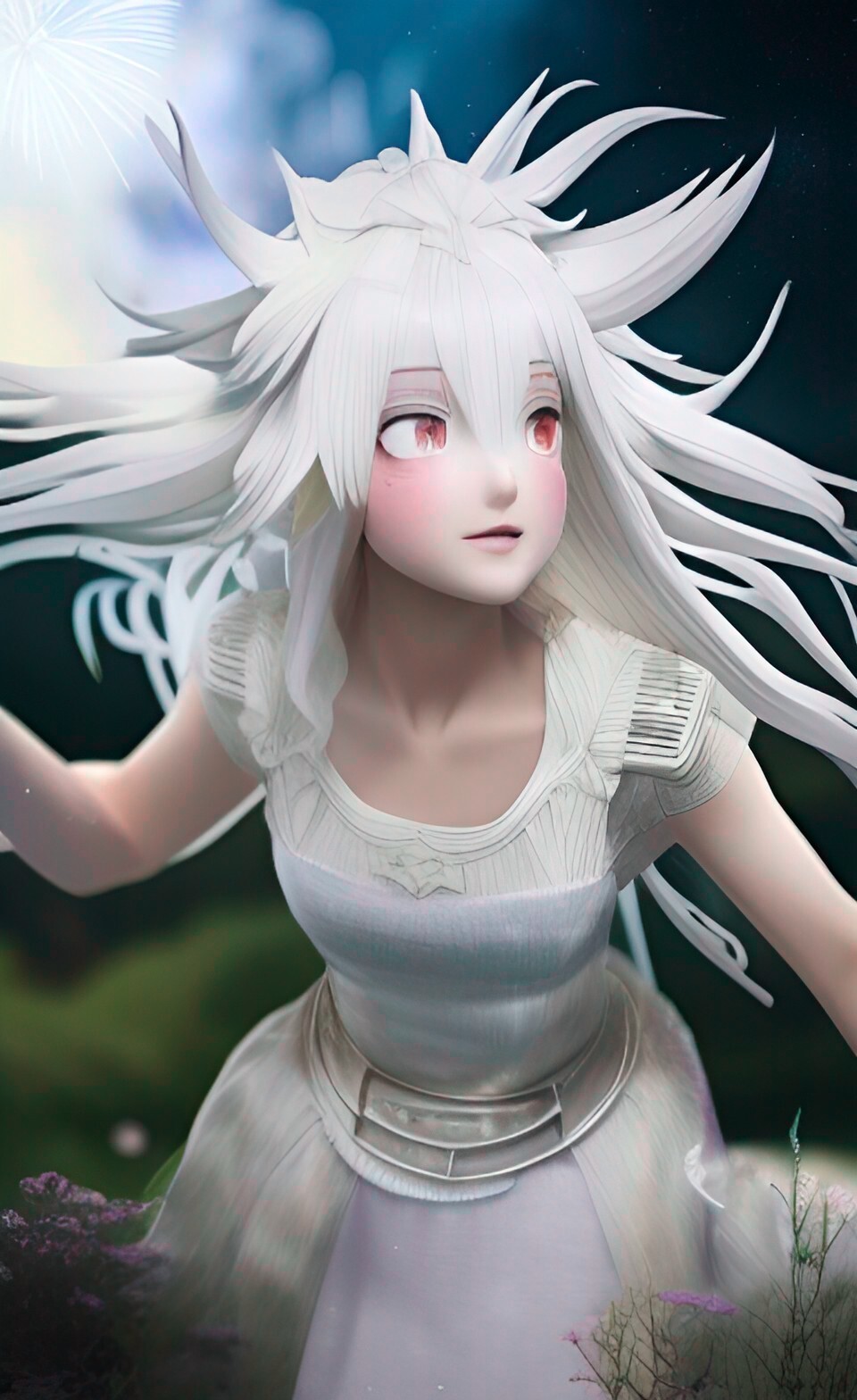 ArtStation - firework festival at riverbank, white hair goddess 6300 ...