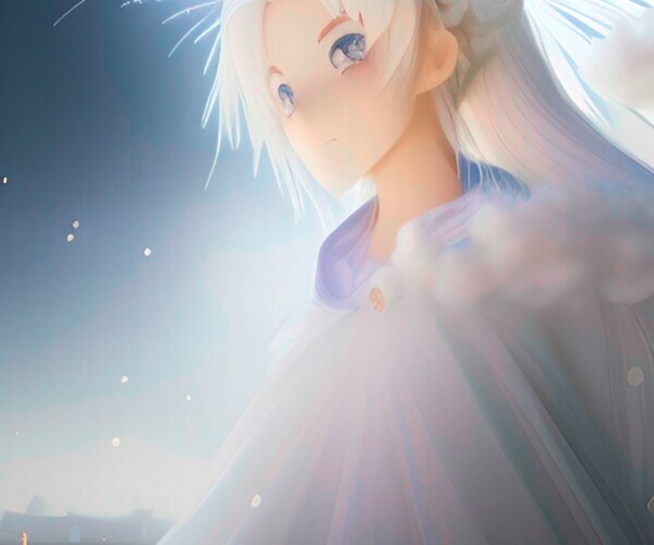 ArtStation - firework festival at riverbank, white hair goddess 6300 ...