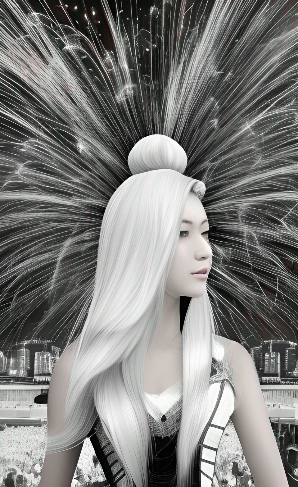 ArtStation - firework festival at riverbank, white hair goddess 6300 ...