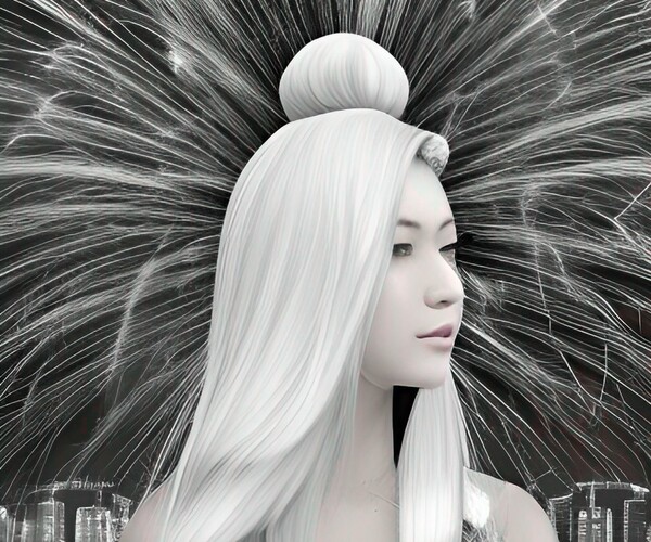 ArtStation - firework festival at riverbank, white hair goddess 6300 ...