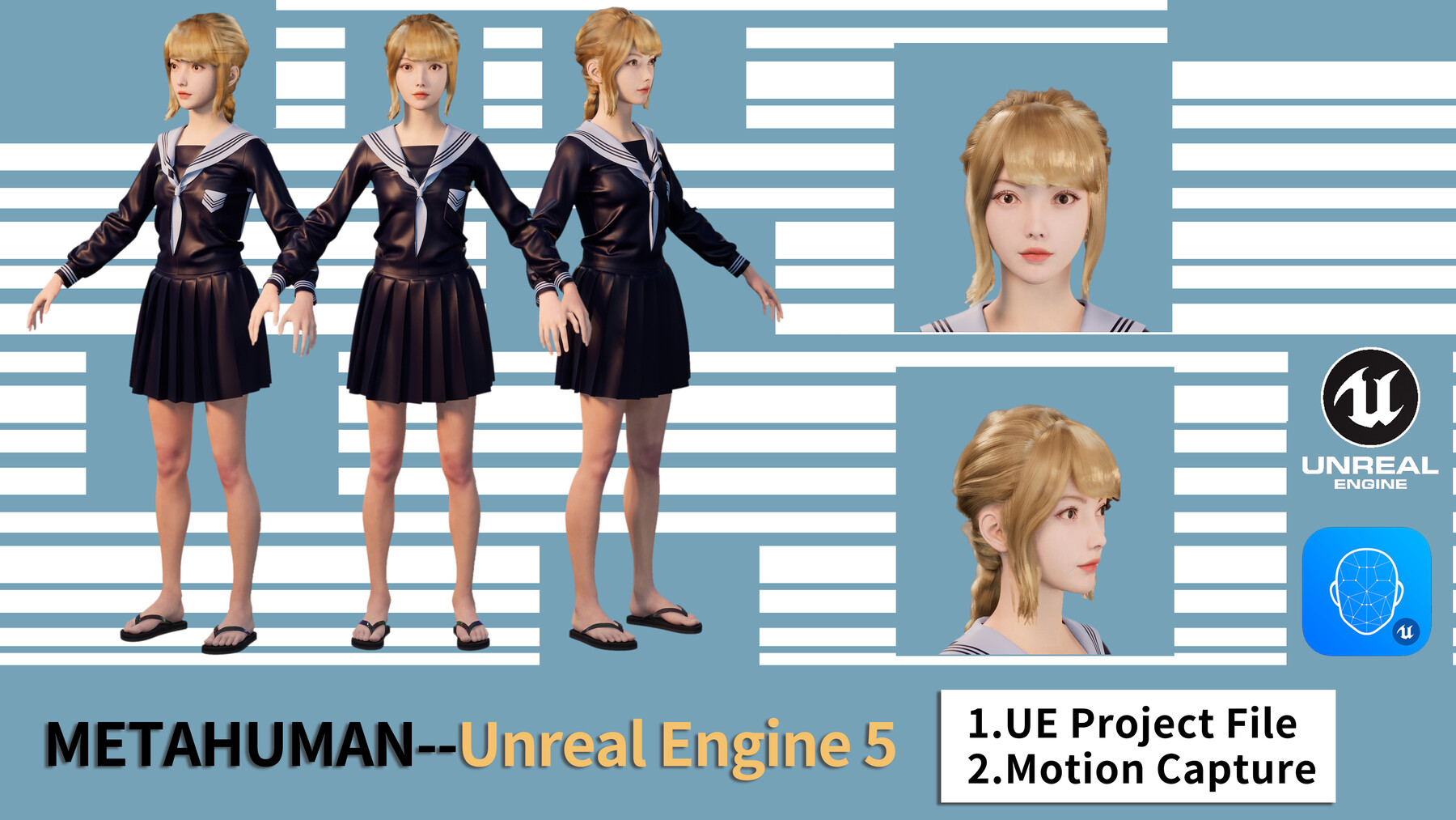 ArtStation - MOMO-Blonde girl in sailor suit--Metahuman/Unreal engine 5 | Game Assets