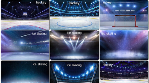 ArtStation - 20 Ice Arena Backdrops, Empty winter background, ice rink ...