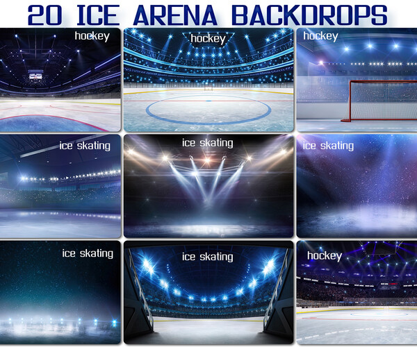 ArtStation - 20 Ice Arena Backdrops, Empty winter background, ice rink ...