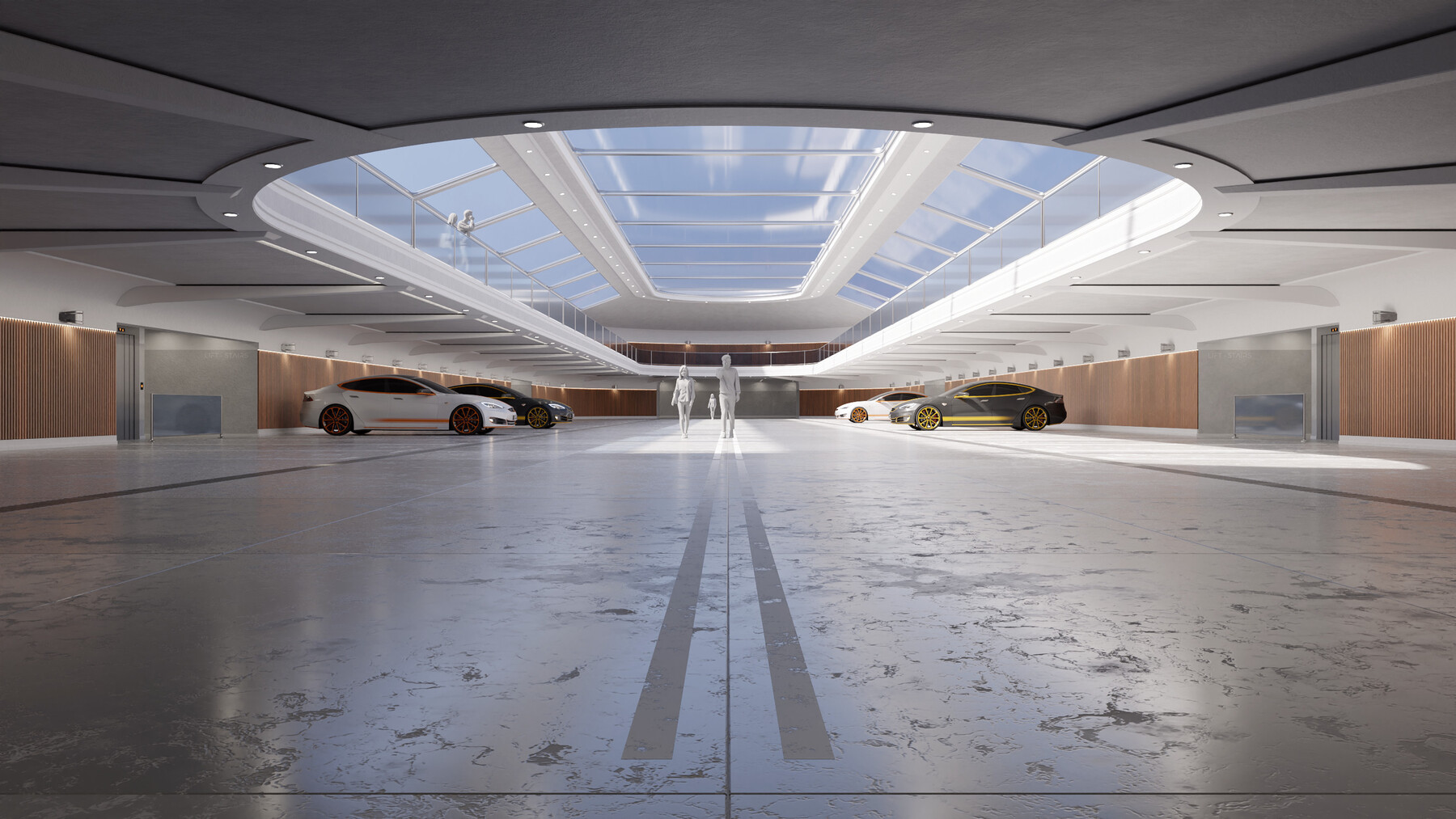 ArtStation - Modern Luxury Car Park / Garage / Hall - Hipoly 3D Model | Resources