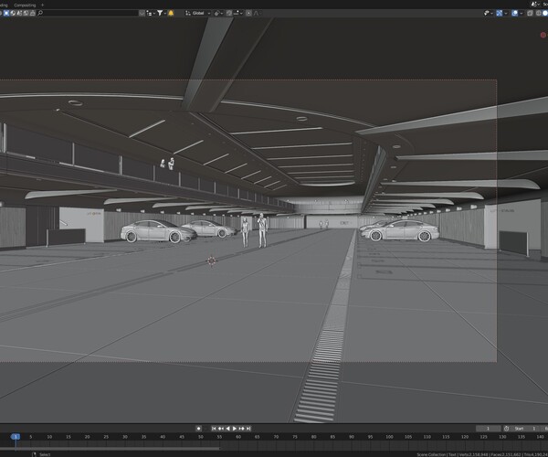 ArtStation - Modern Luxury Car Park / Garage / Hall - Hipoly 3D Model | Resources