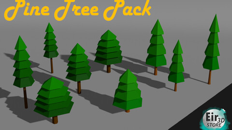 ArtStation - Lowpoly Tree Pine Pack | Game Assets