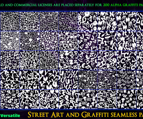 ArtStation - 400 Hand Painted Alpha Seamless Street Art and Graffiti ...