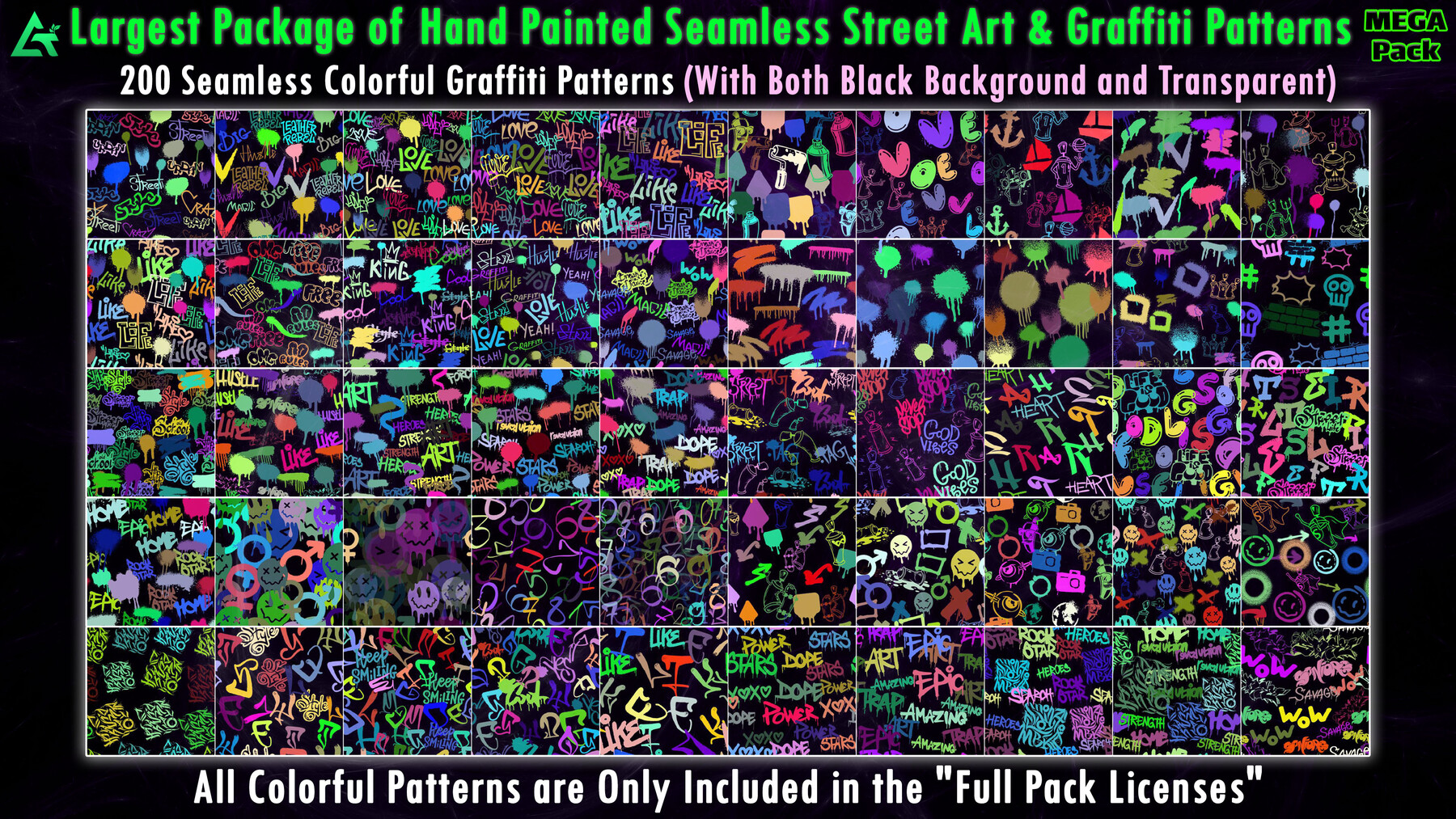 ArtStation - 400 Hand Painted Alpha Seamless Street Art and Graffiti ...