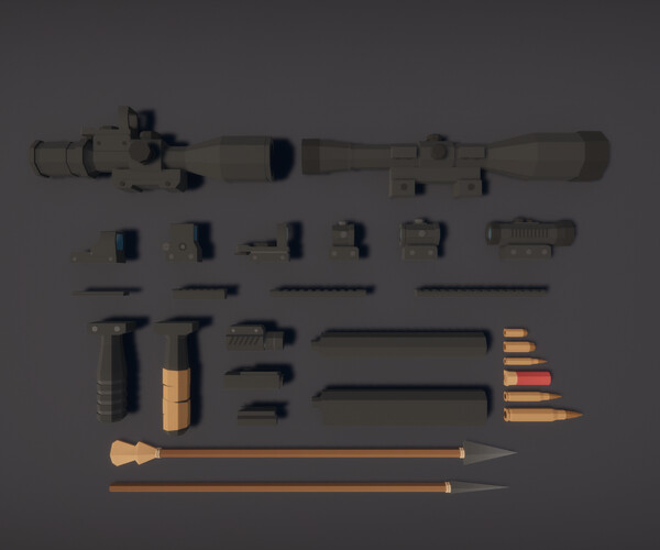 ArtStation - Low Poly FPS Weapons Pack 2 - Asset for Unity 3D | Game Assets